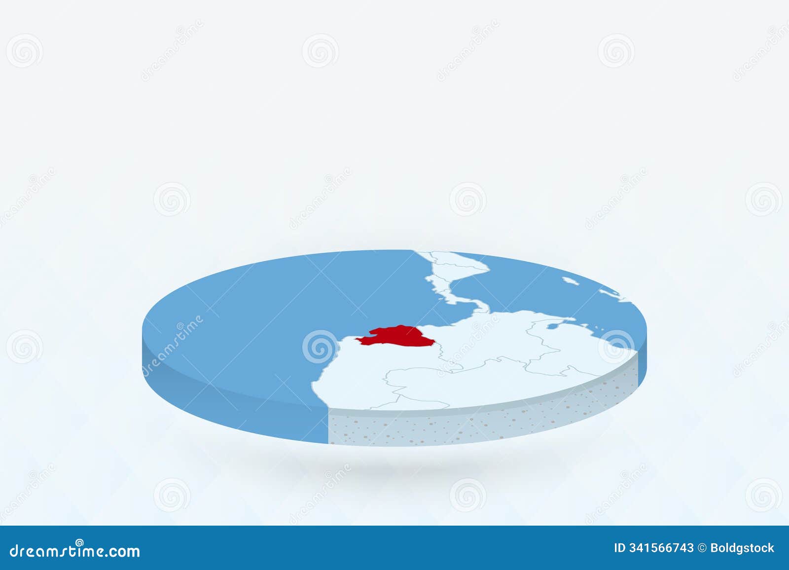 3D Isometric Map Highlighting Ecuador in Red Stock Illustration ...