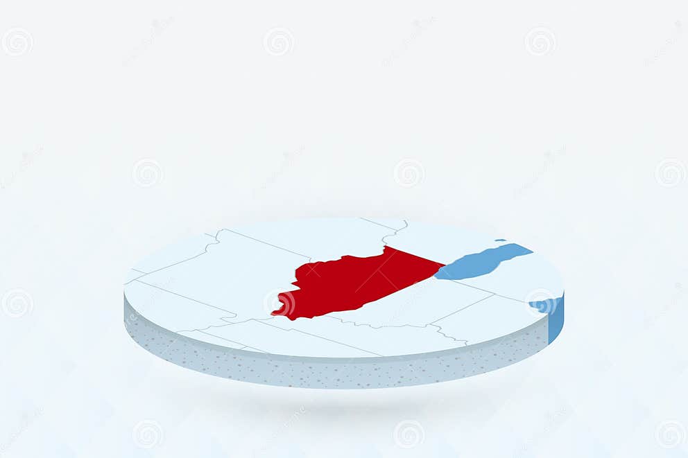 3D Isometric Map Highlighting Illinois in Red Stock Illustration ...