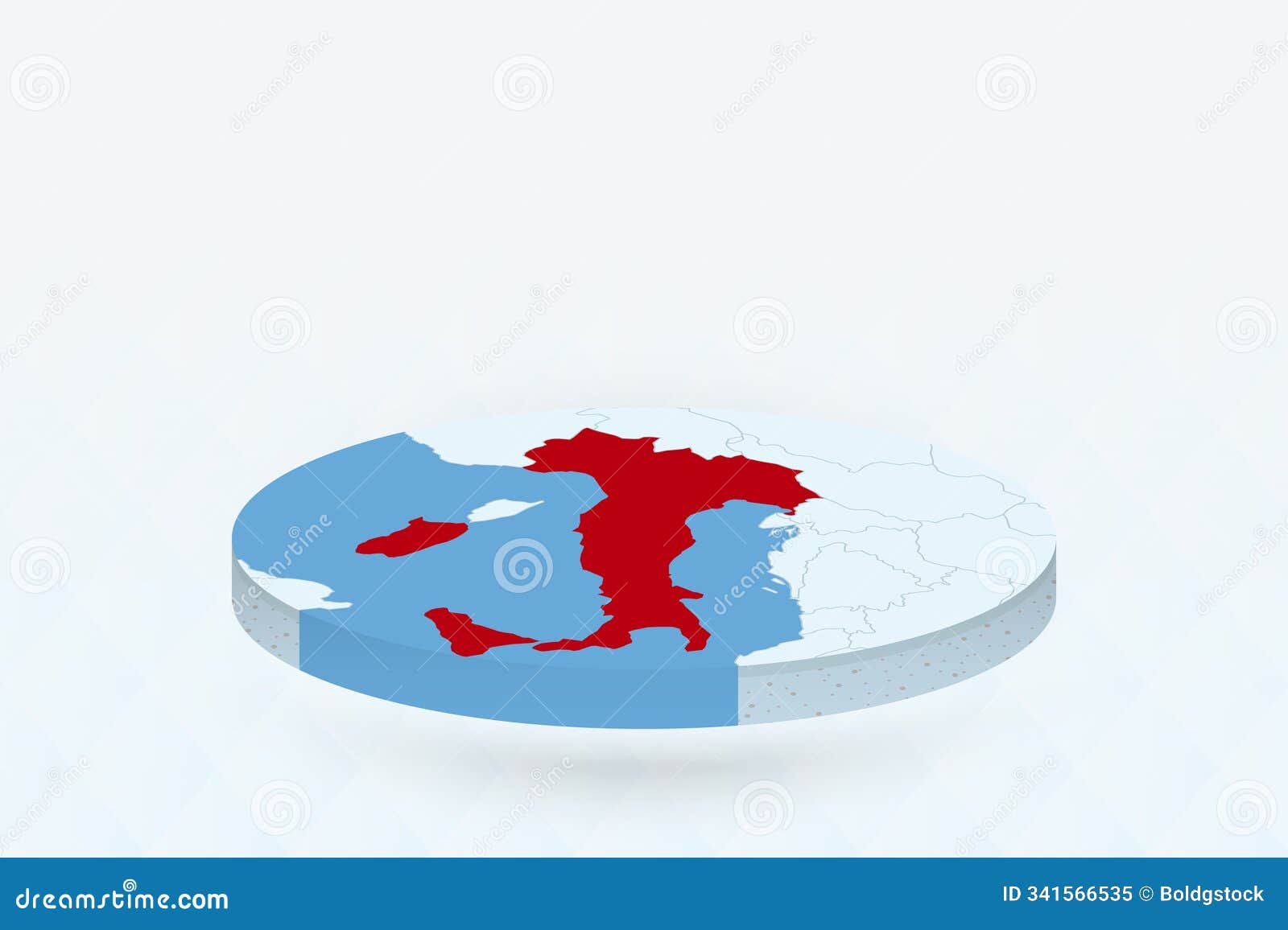 3D Isometric Map Highlighting Italy in Red Stock Illustration ...