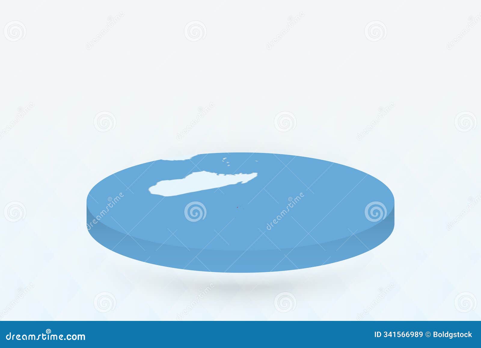 3D Isometric Map Highlighting Mauritius in Red Stock Illustration ...