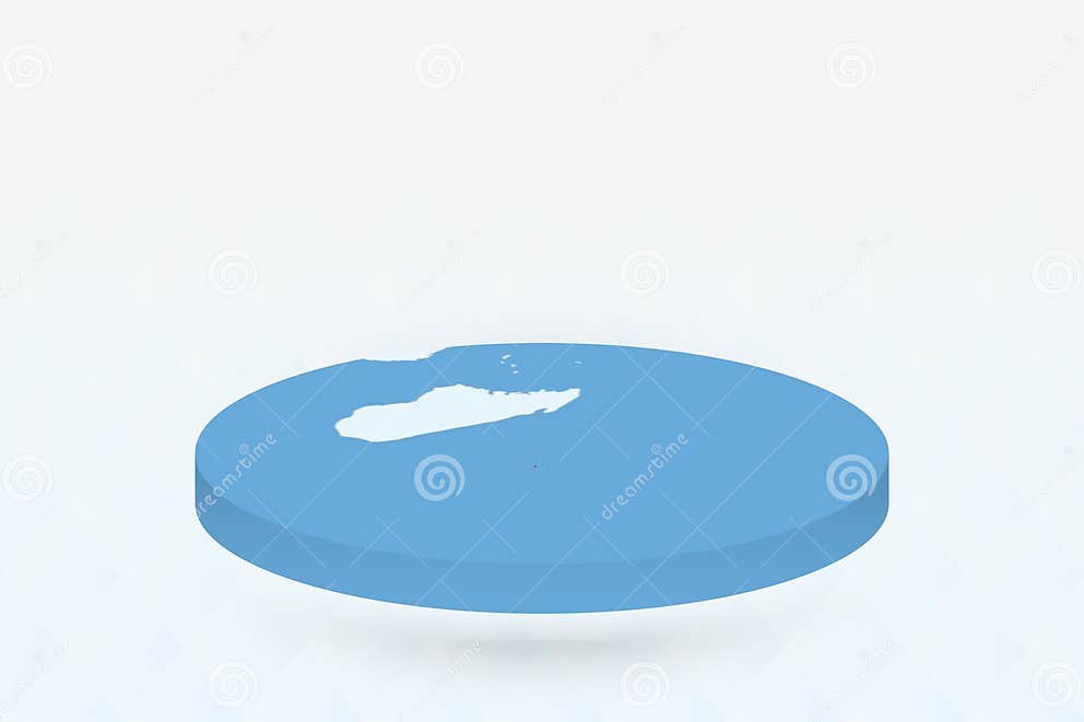 3D Isometric Map Highlighting Mauritius in Red Stock Illustration ...