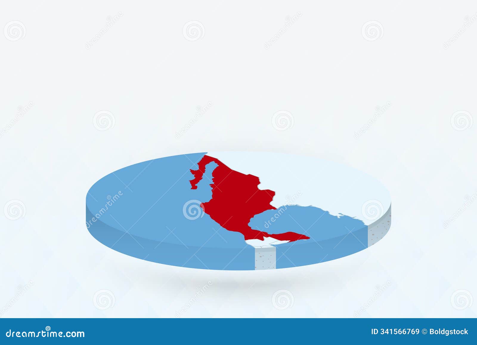 3D Isometric Map Highlighting Mexico in Red Stock Illustration ...