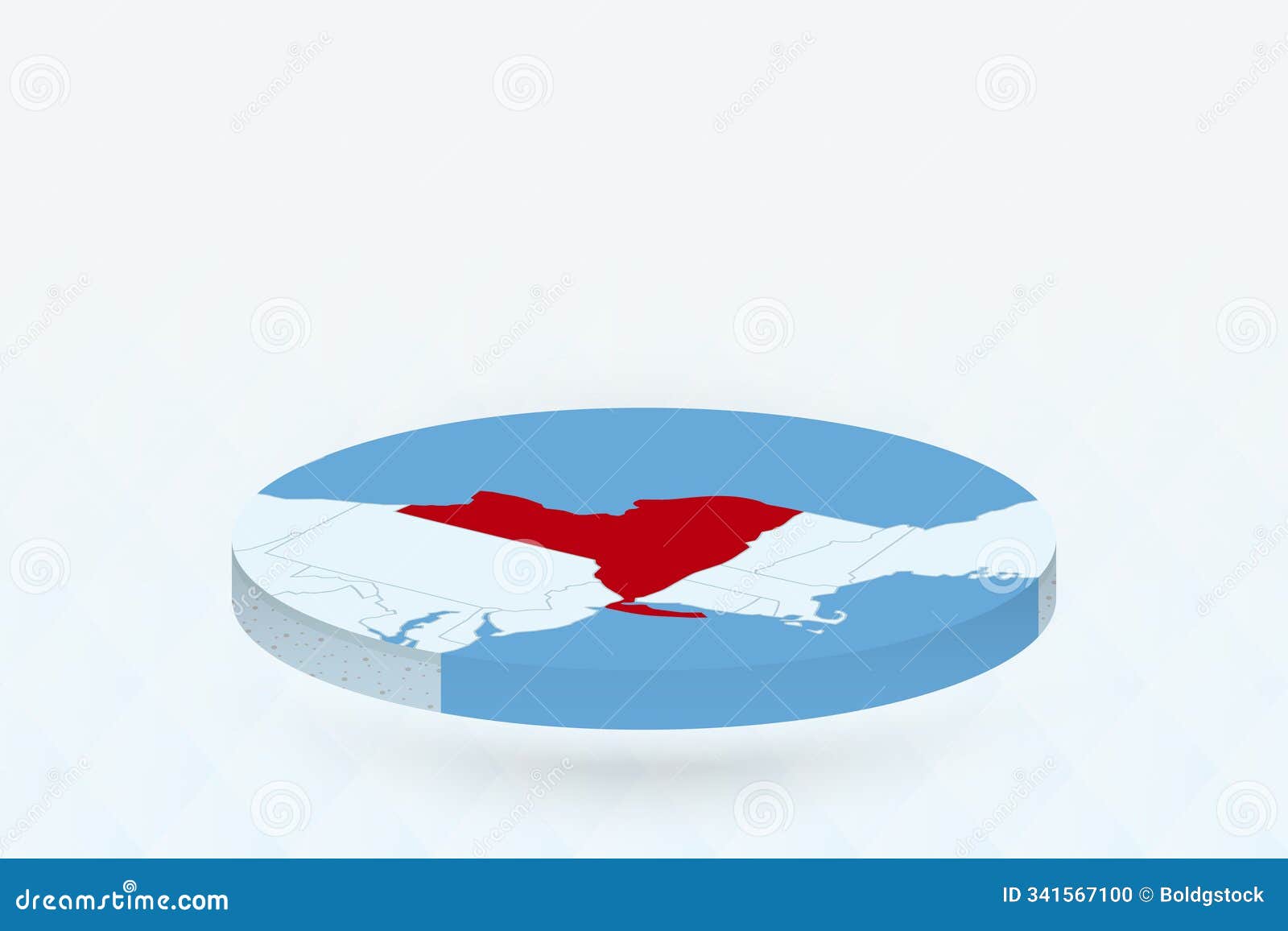 3D Isometric Map Highlighting New York in Red Stock Illustration ...