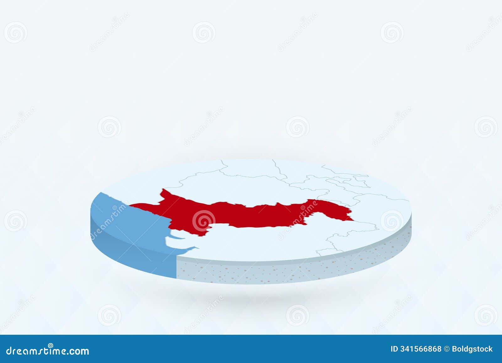3D Isometric Map Highlighting Pakistan in Red Stock Illustration ...