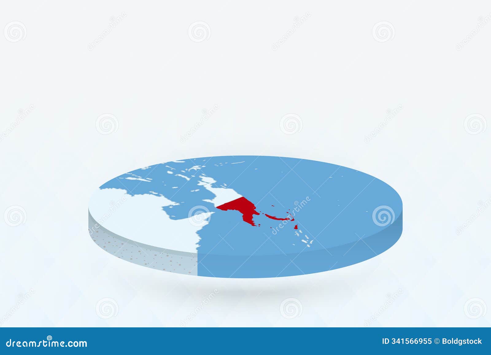 3D Isometric Map Highlighting Papua New Guinea in Red Stock ...