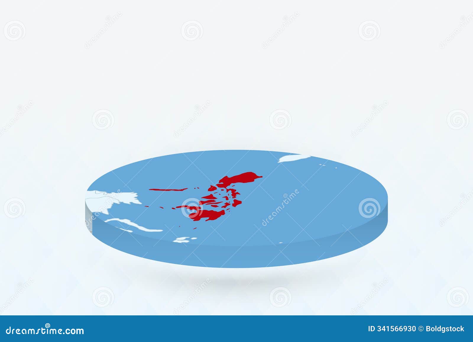 3D Isometric Map Highlighting Philippines in Red Stock Illustration ...