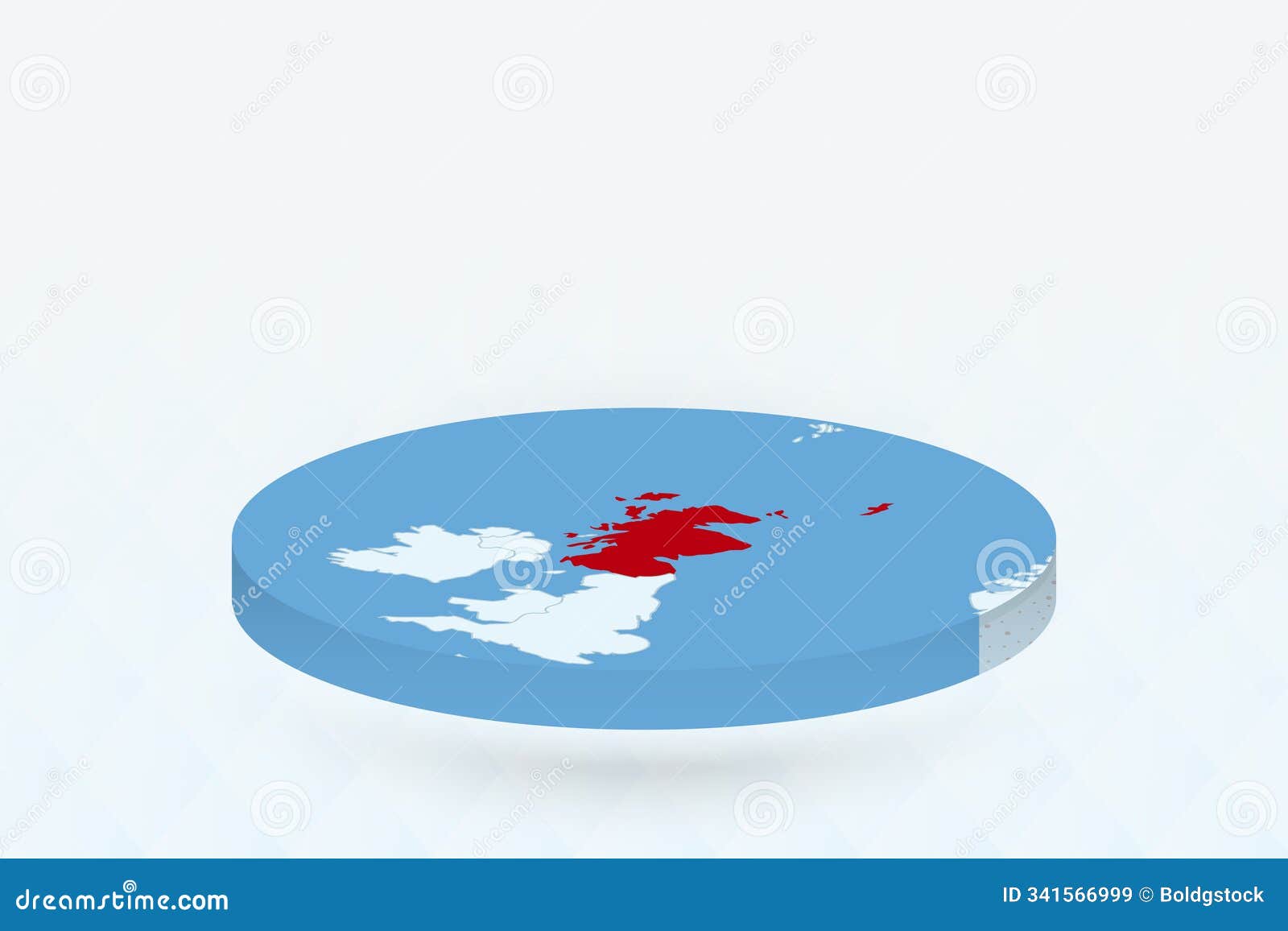 3D Isometric Map Highlighting Scotland in Red Stock Illustration ...