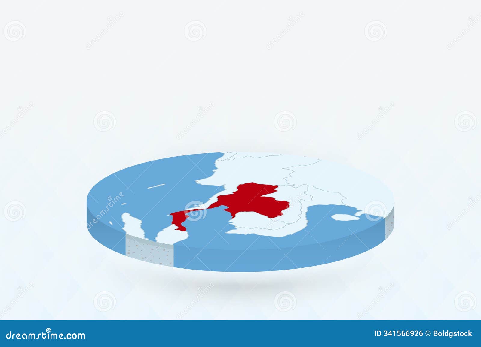 3D Isometric Map Highlighting Thailand in Red Stock Illustration ...