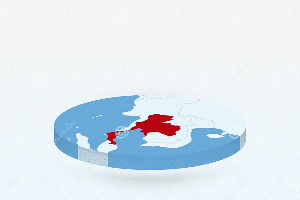 3D Isometric Map Highlighting Thailand in Red Stock Illustration ...
