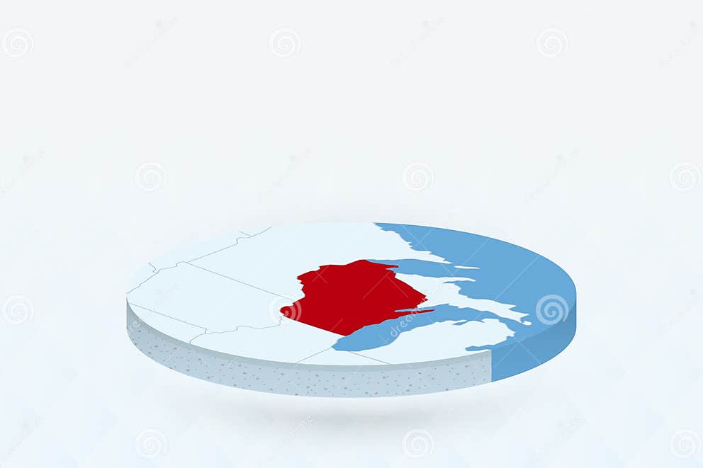 3D Isometric Map Highlighting Wisconsin in Red Stock Illustration ...