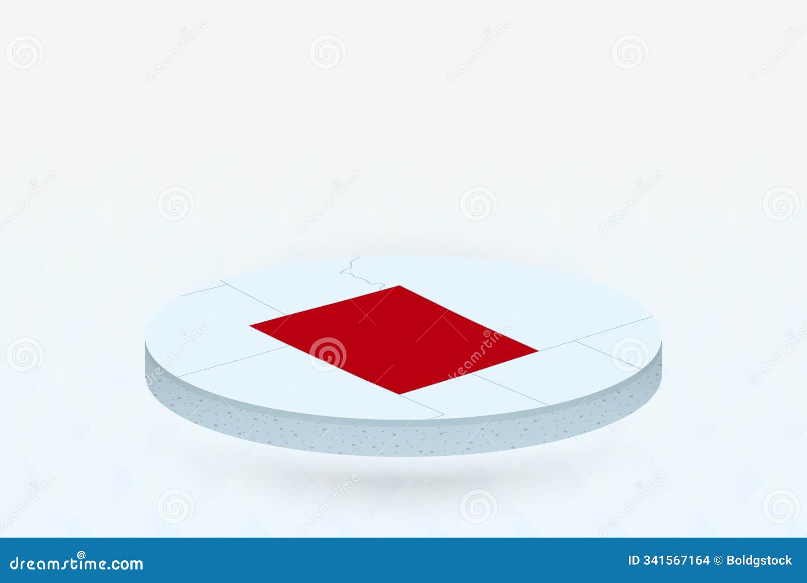 3D Isometric Map Highlighting Wyoming in Red Stock Illustration ...