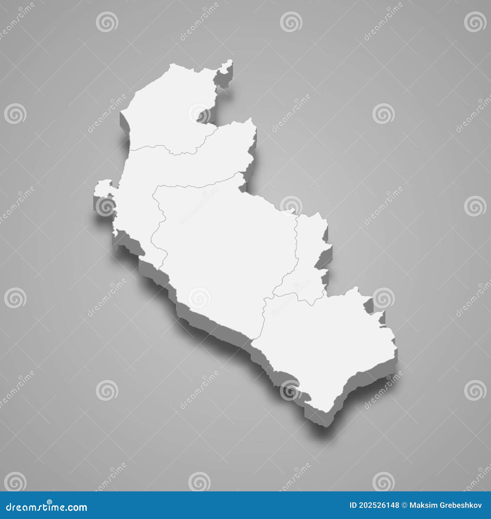 Peru Region Silhouettes Set And Blank Map Of The Country Isolated On ...