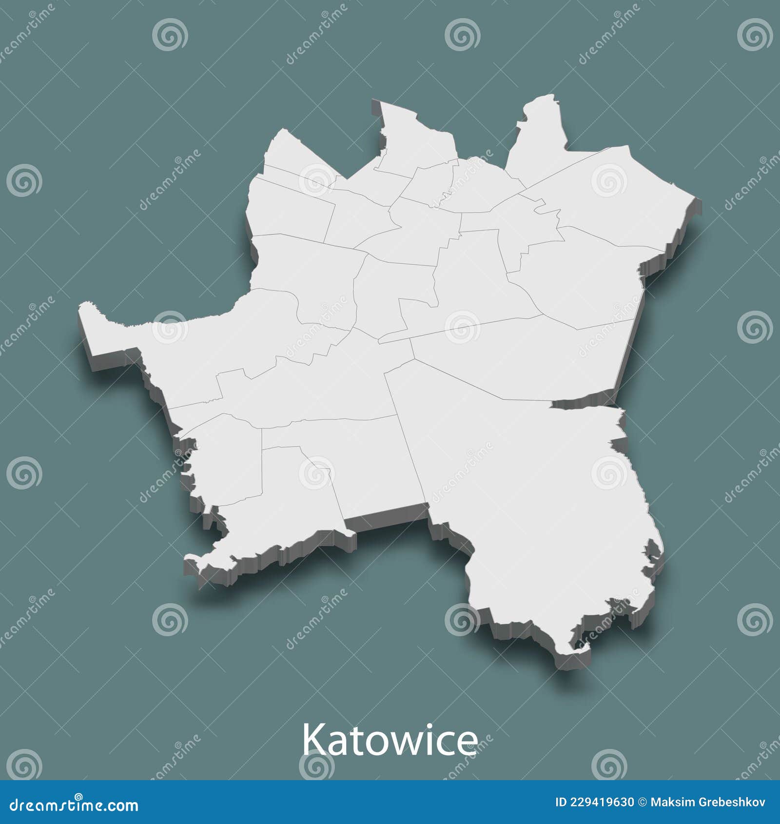 3d Isometric Map of Katowice is a City of Poland Stock Vector ...