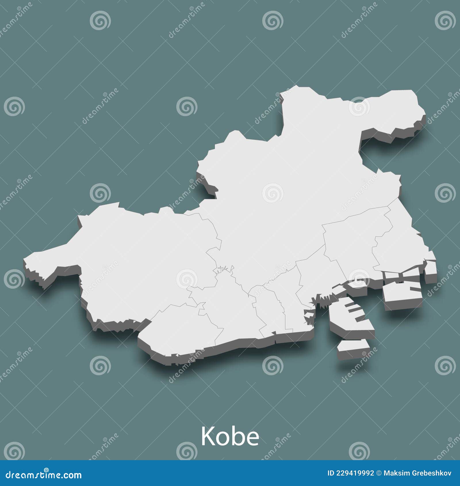 Kobe Map. Detailed Map Of Kobe City Administrative Area. Cityscape ...
