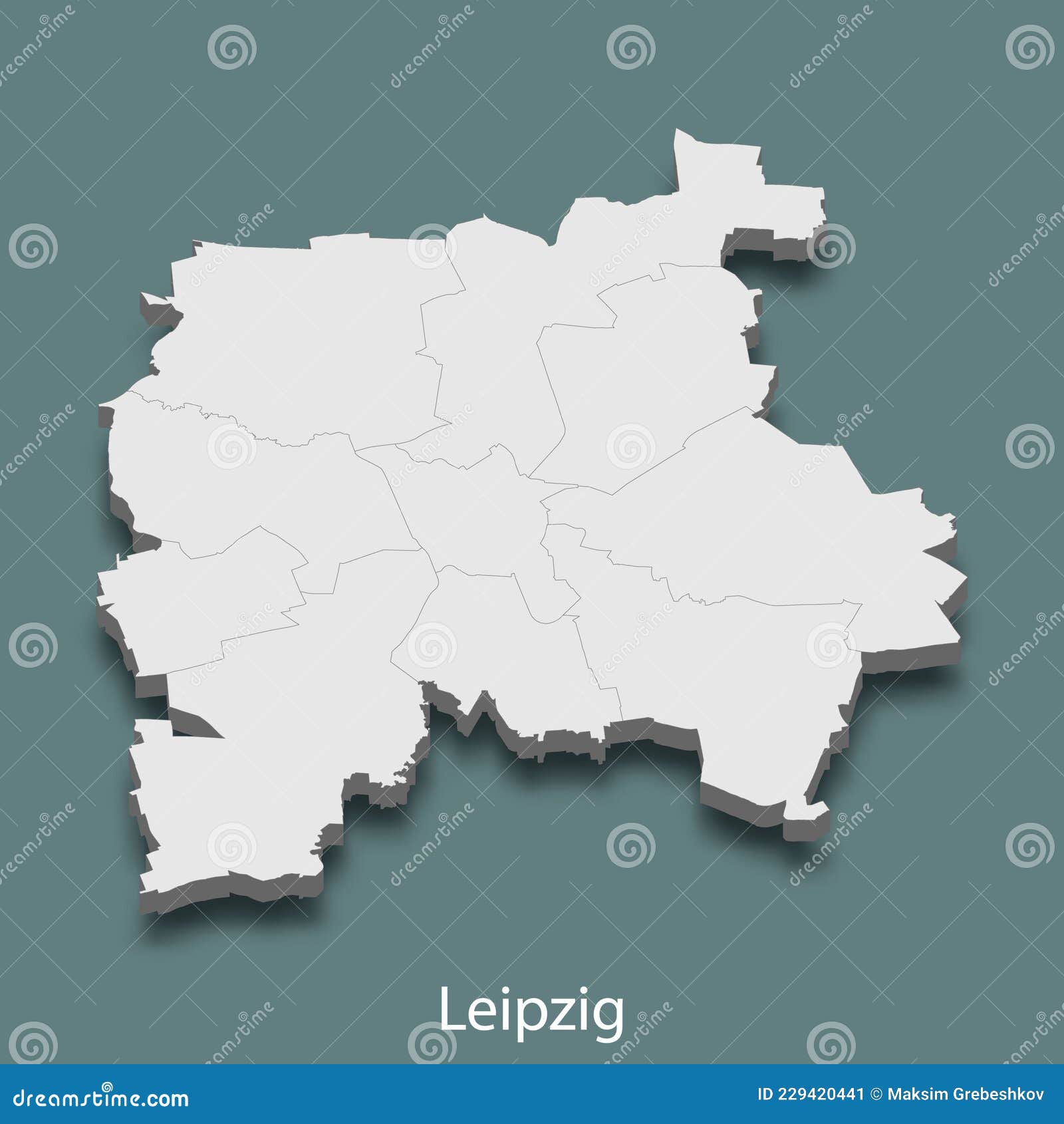 Leipzig Map With Boroughs And Modern Round Shapes Cartoon Vector ...