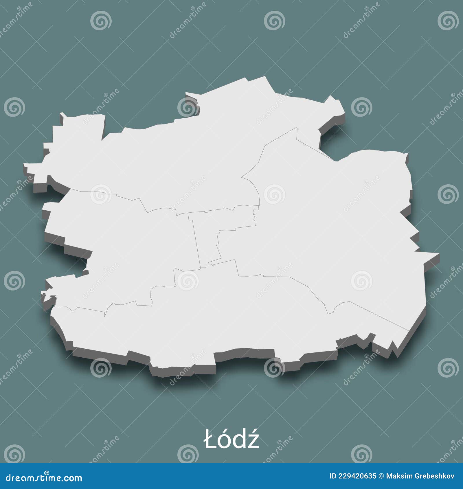 3d Isometric Map of Lodz is a City of Poland Stock Vector ...