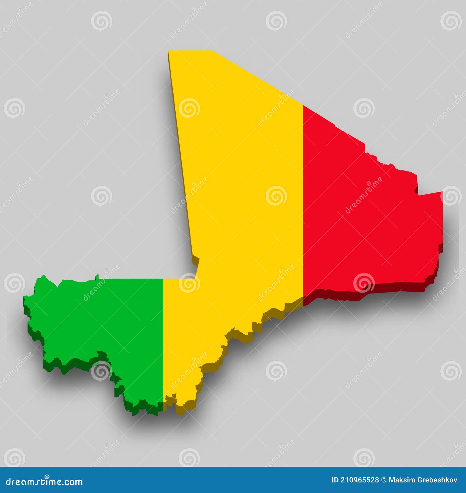 3d Isometric Map of Mali with National Flag. Stock Vector ...