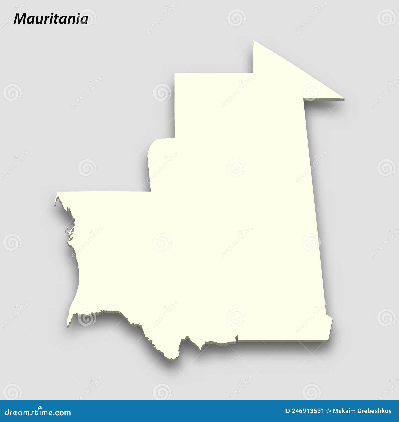 3d Isometric Map Of Mauritania Isolated With Shadow Stock Vector
