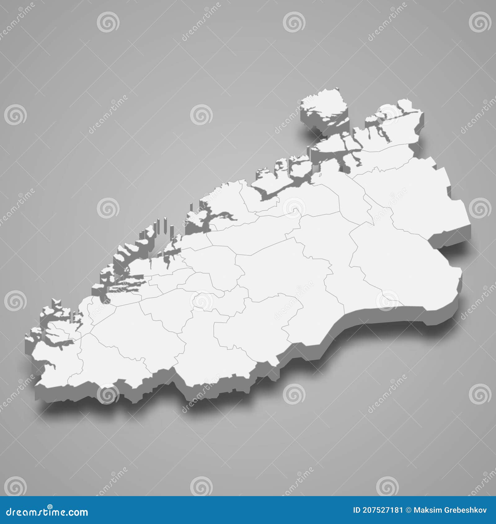 3d Isometric Map of More Og Romsdal is a County of Norway Stock ...