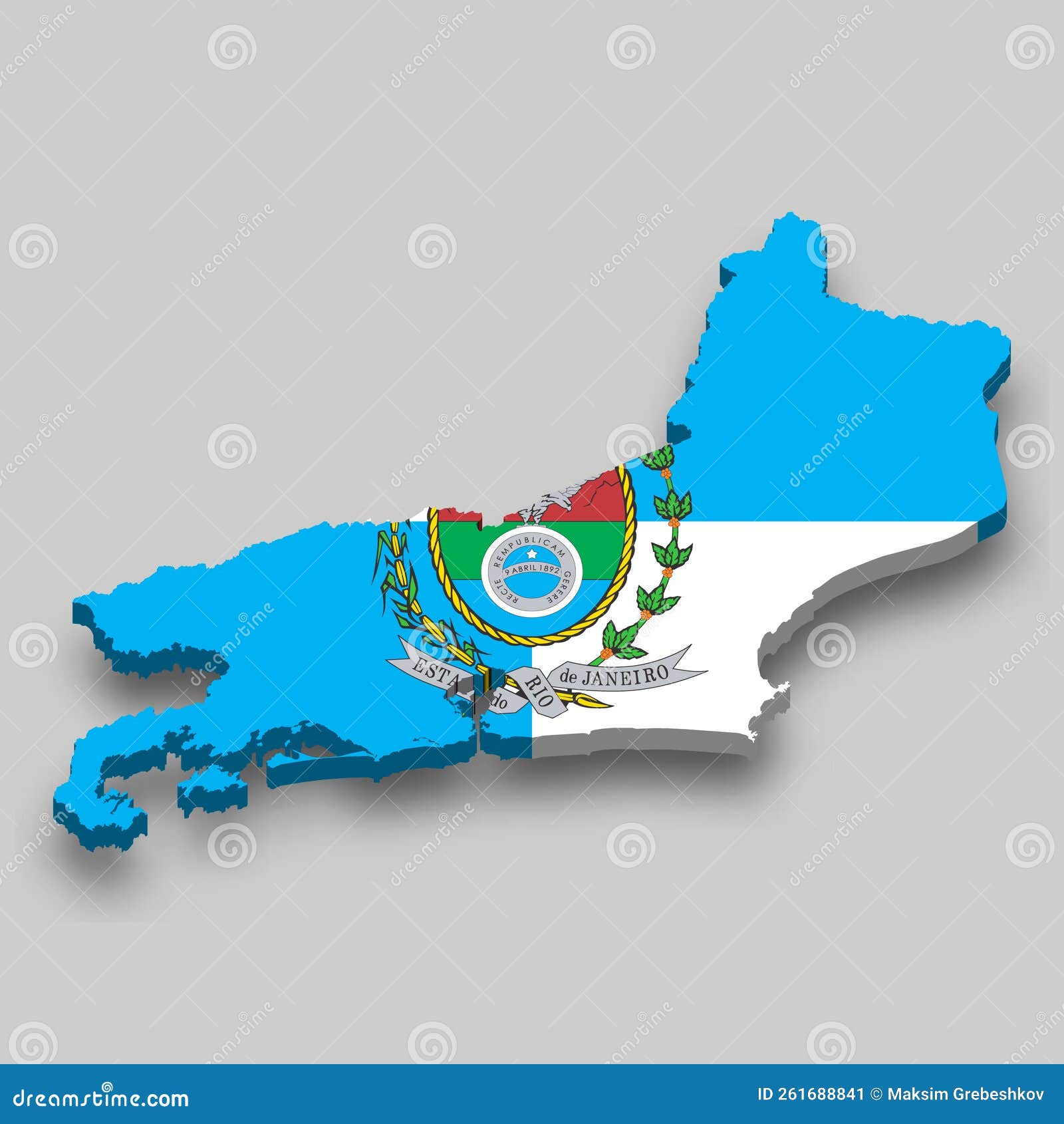 3d Isometric Map of Rio De Janeiro with Flag Stock Vector ...