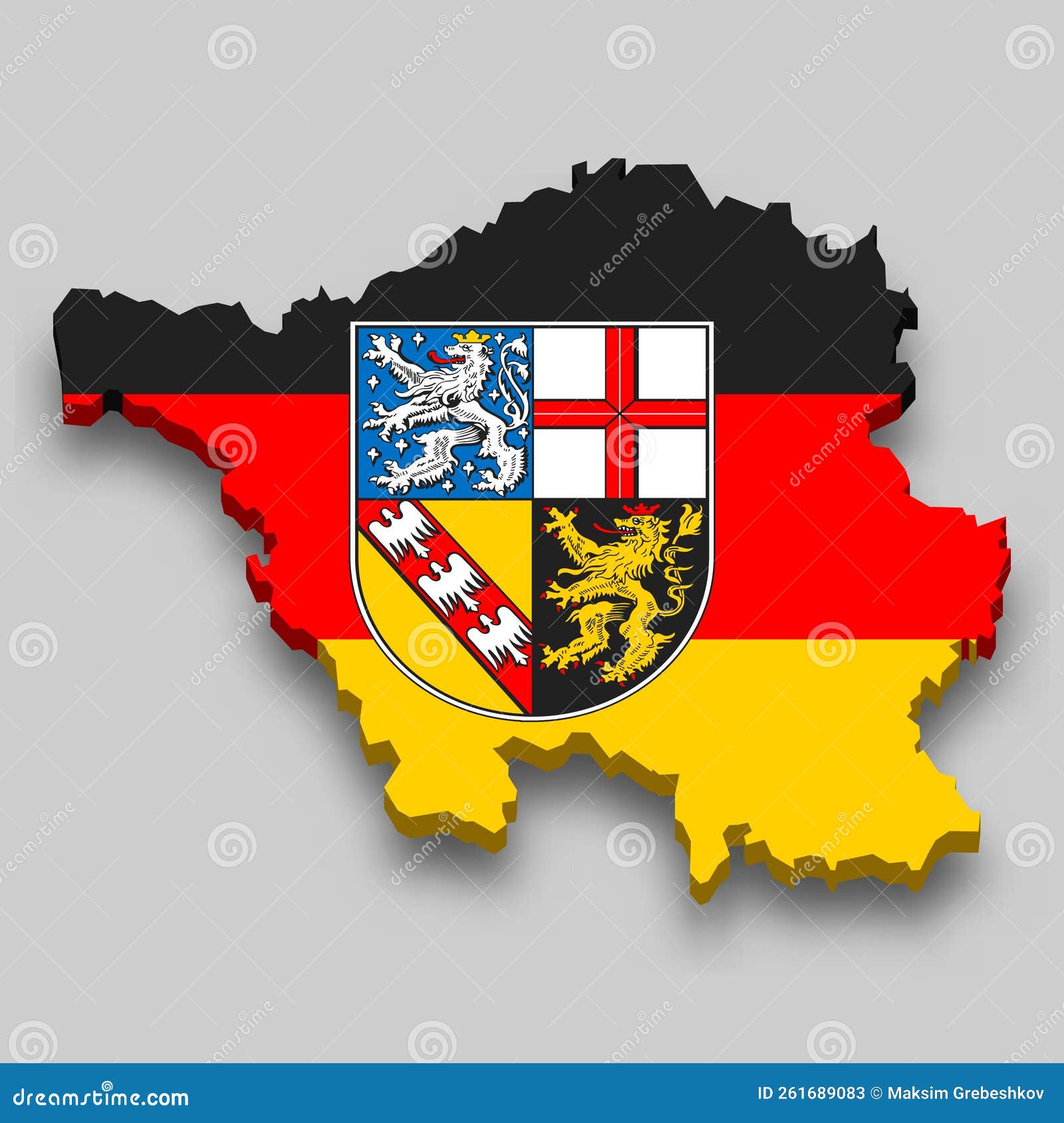 3d Isometric Map of Saarland is a State of Germany Stock Vector ...
