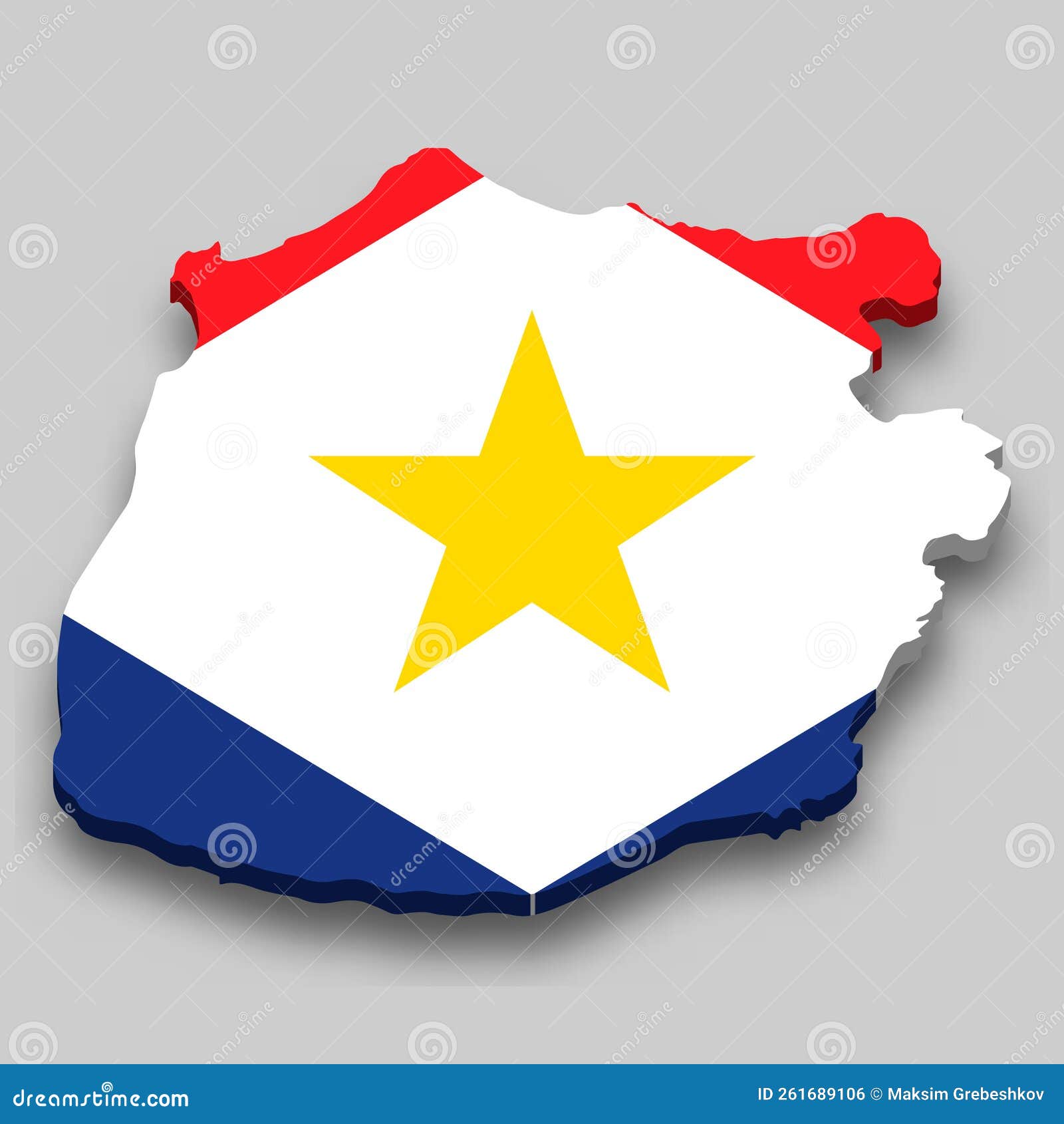 3d Isometric Map of Saba is a Region of Netherlands Stock Vector ...