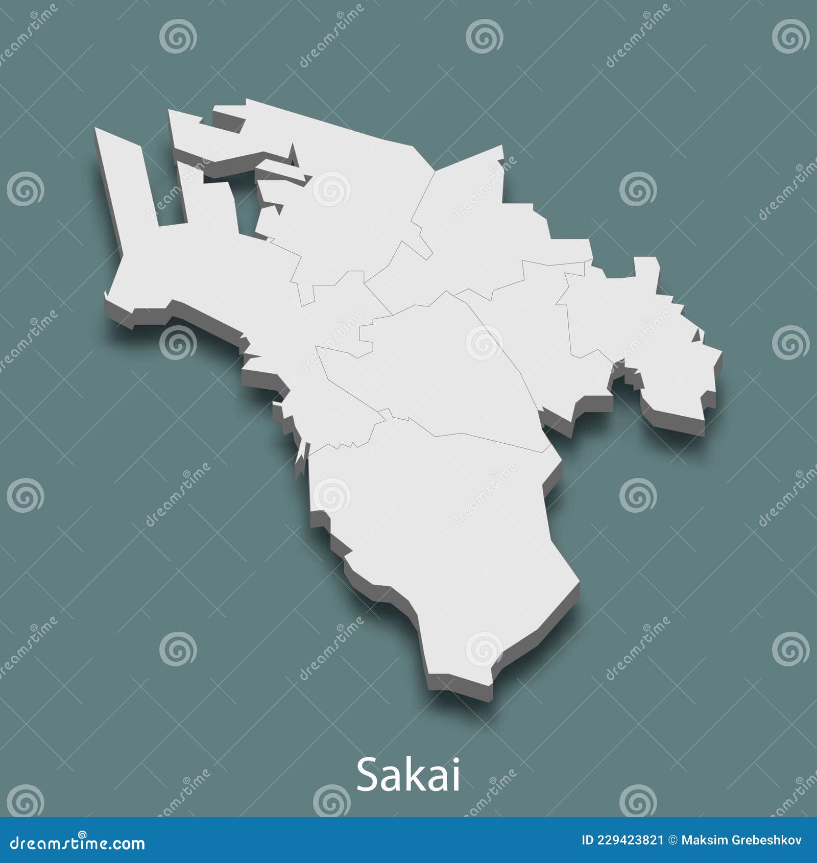3d Isometric Map Of Sakai Is A City Of Japan Cartoon Vector ...
