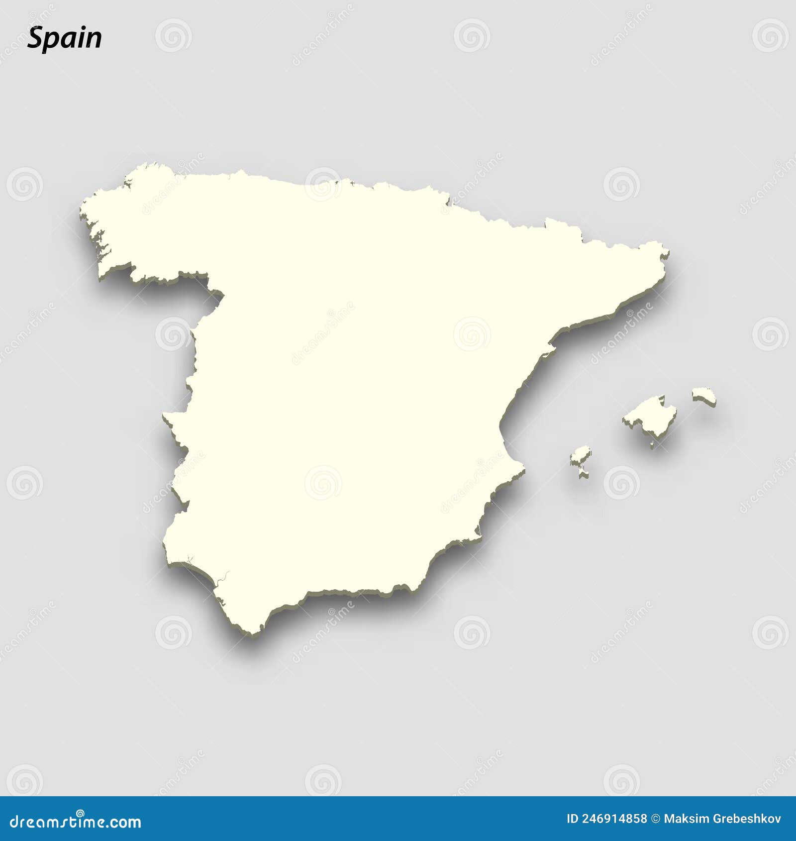 3d Isometric Map of Spain Isolated with Shadow Stock Vector ...