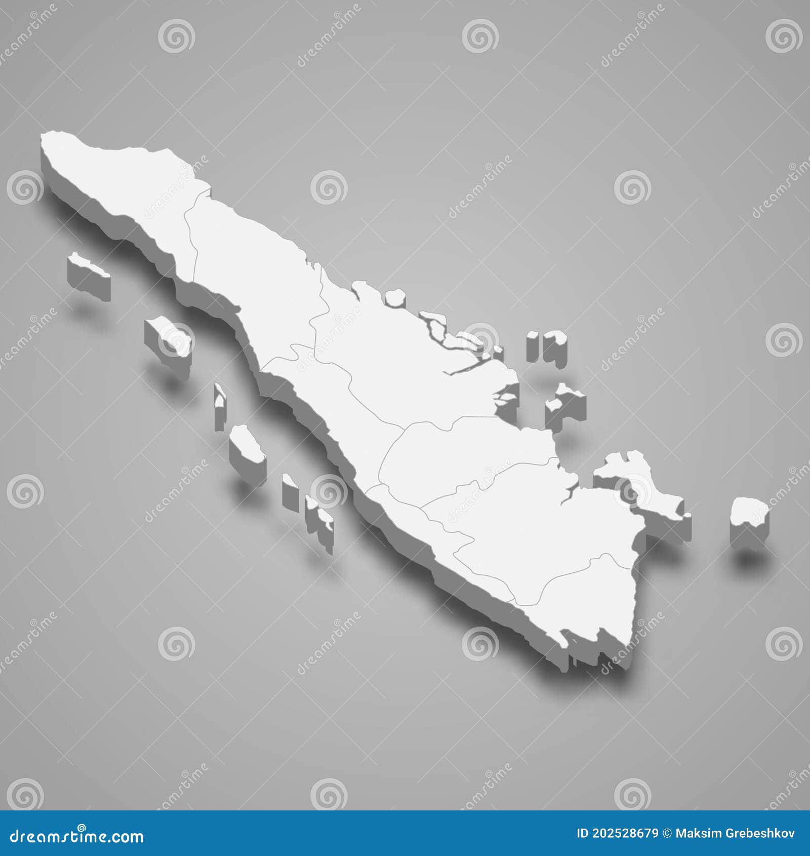 3d Isometric Map of Sumatra is a Island of Indonesia Stock Illustration ...