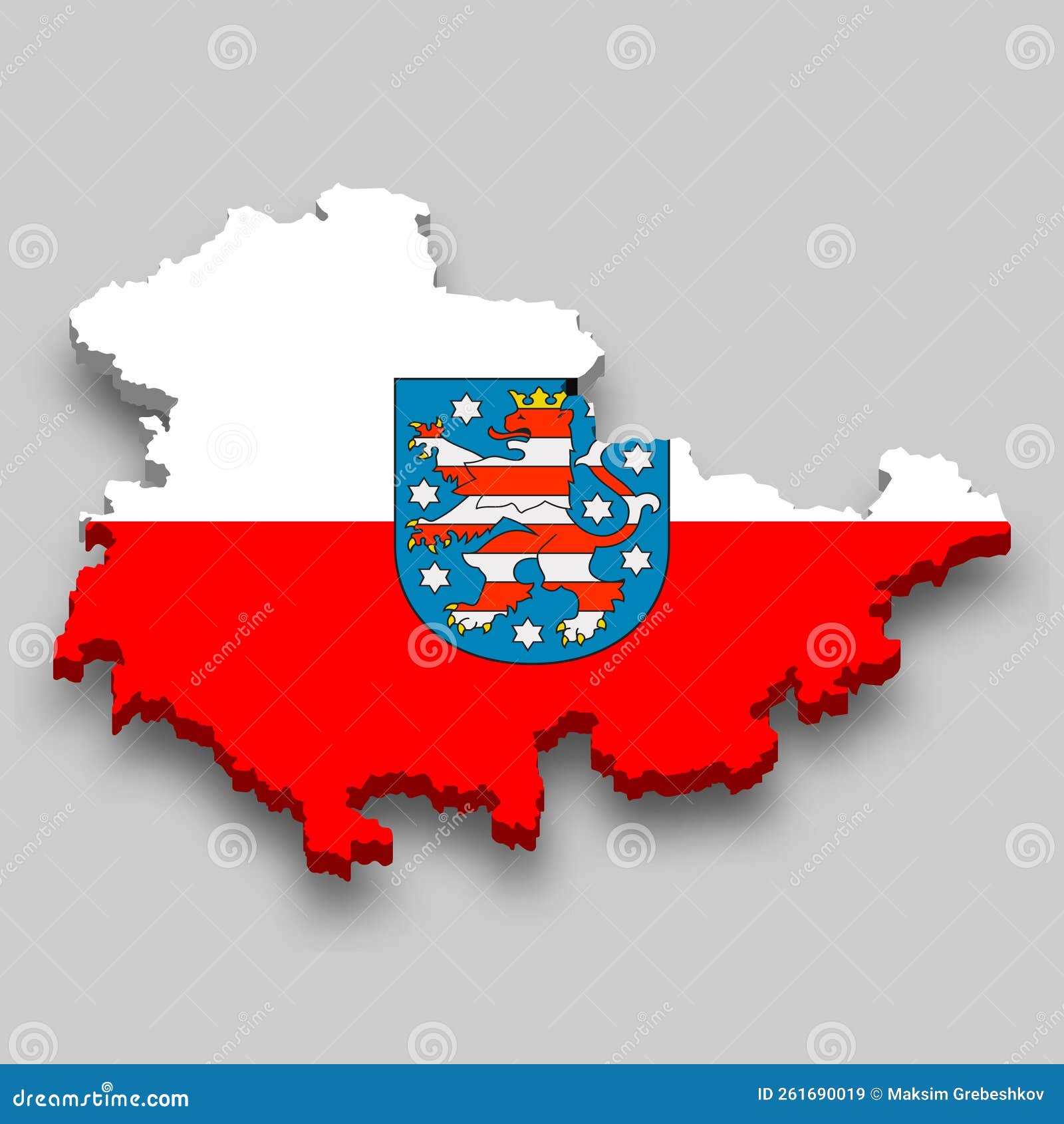 3d Isometric Map of Thuringia is a State of Germany Stock Vector ...