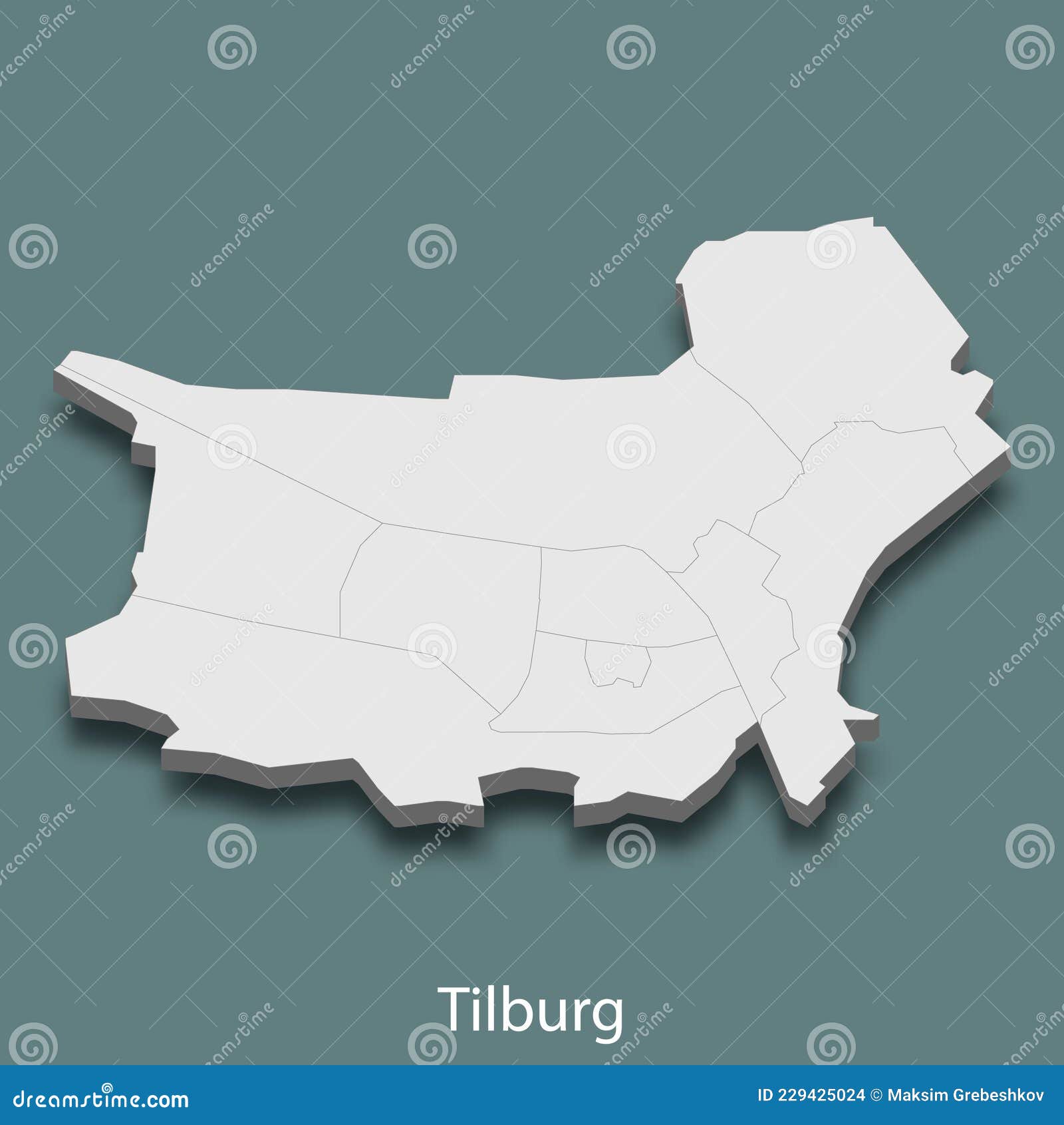 3d Isometric Map of Tilburg is a City of Netherlands Stock Vector ...