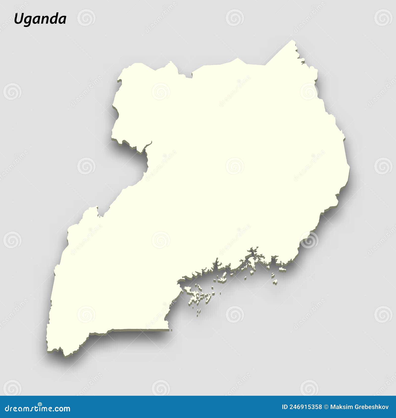 3d Isometric Map of Uganda Isolated with Shadow Stock Illustration ...