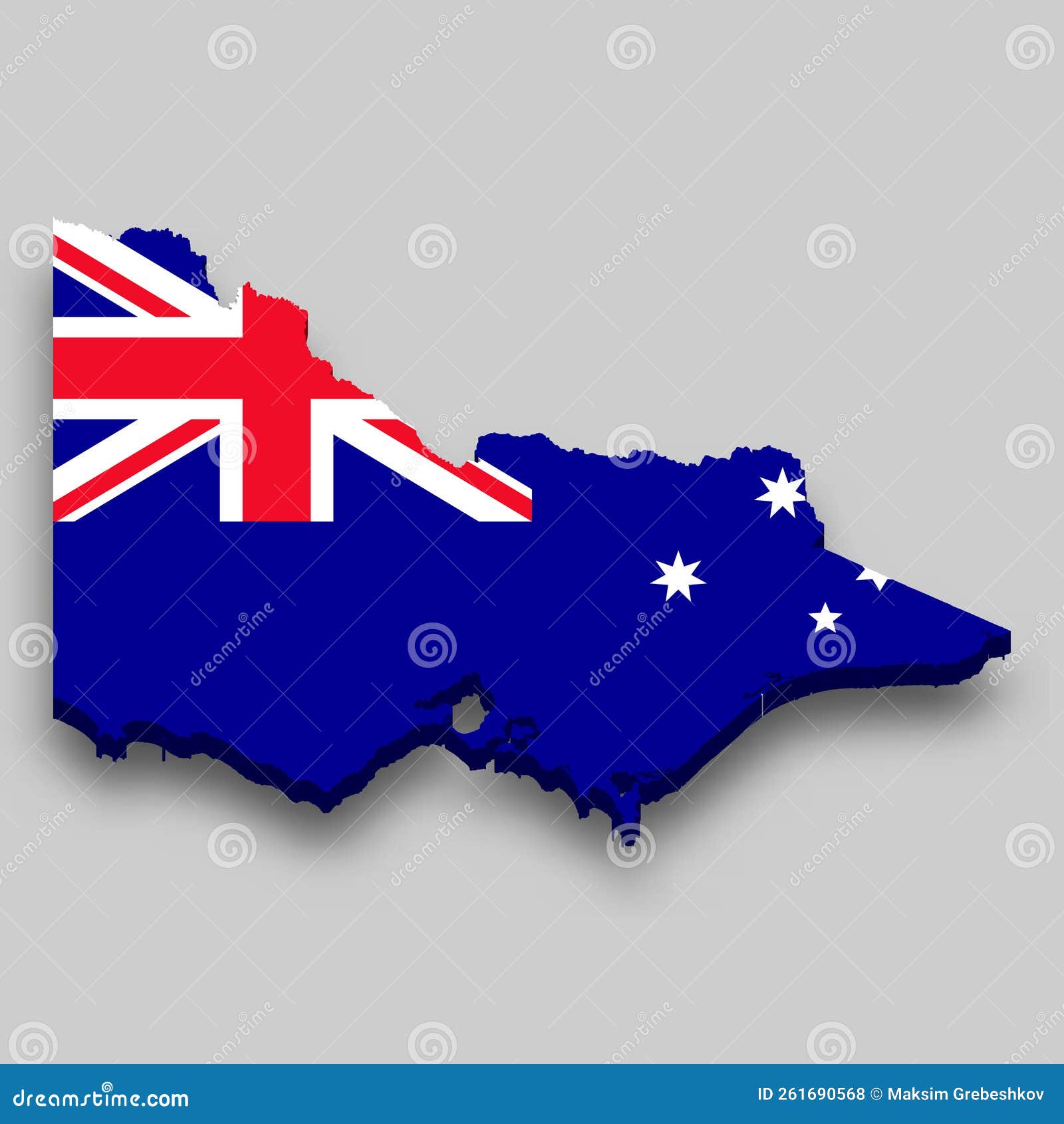 3d Isometric Map of Victoria is a State of Australia Stock Illustration ...
