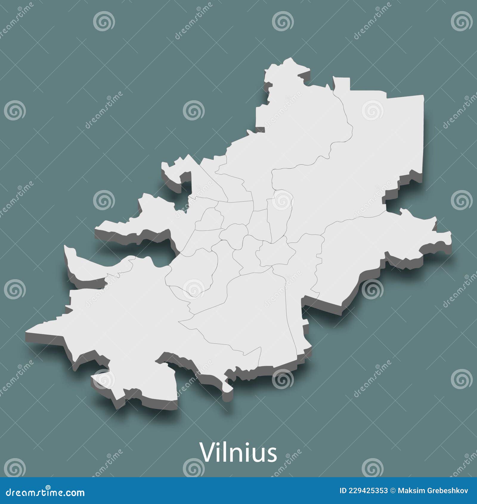3d Isometric Map of Vilnius is a City of Lithuania Stock Vector ...