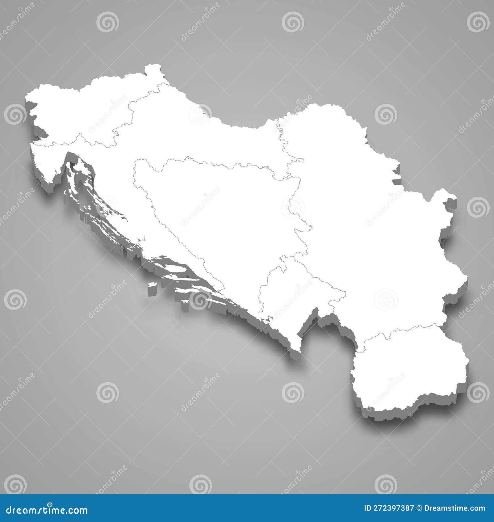 3d Isometric Map of Yugoslavia Isolated with Shadow Stock Vector ...