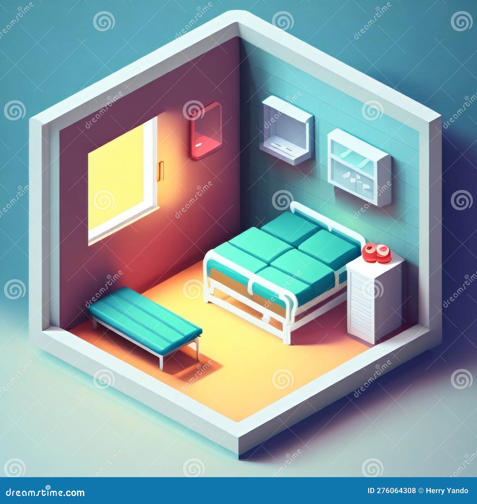 3d Isometric Medical Room at Hospital Stock Illustration - Illustration ...