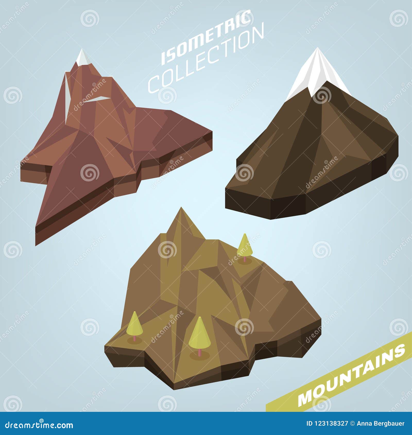 3D Isometric Mountains stock vector. Illustration of object - 123138327