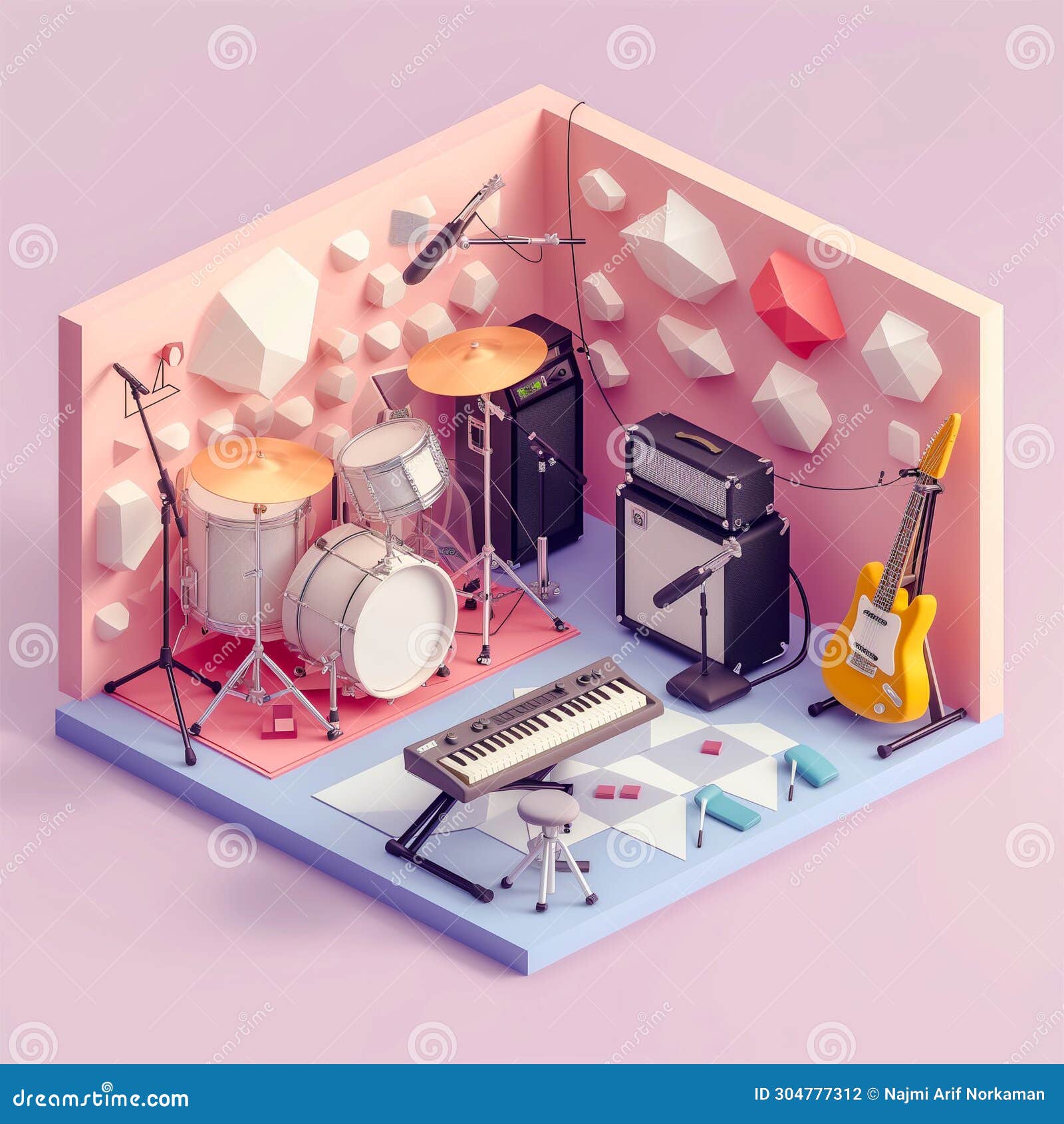 3D Music Jamming Studio Model Stock Photo - Image of producer, room ...