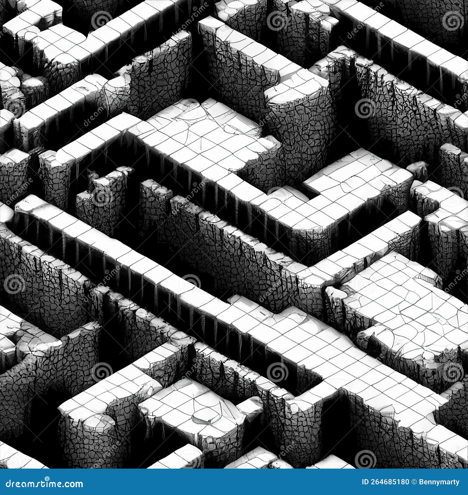 3D Isometric Pattern of a Stone Dungeon Stock Illustration ...