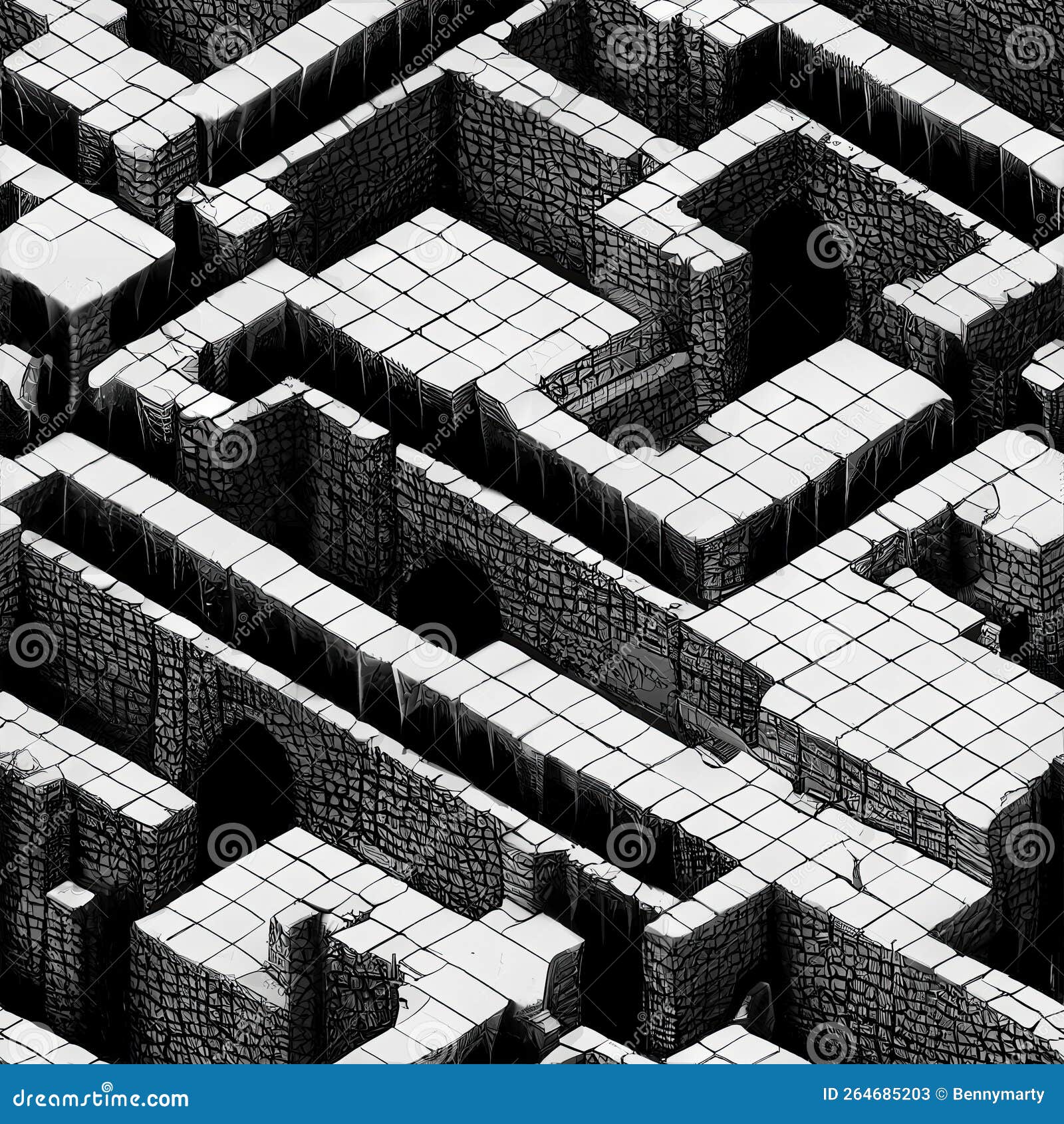 3D Isometric Pattern of a Stone Dungeon Stock Illustration ...