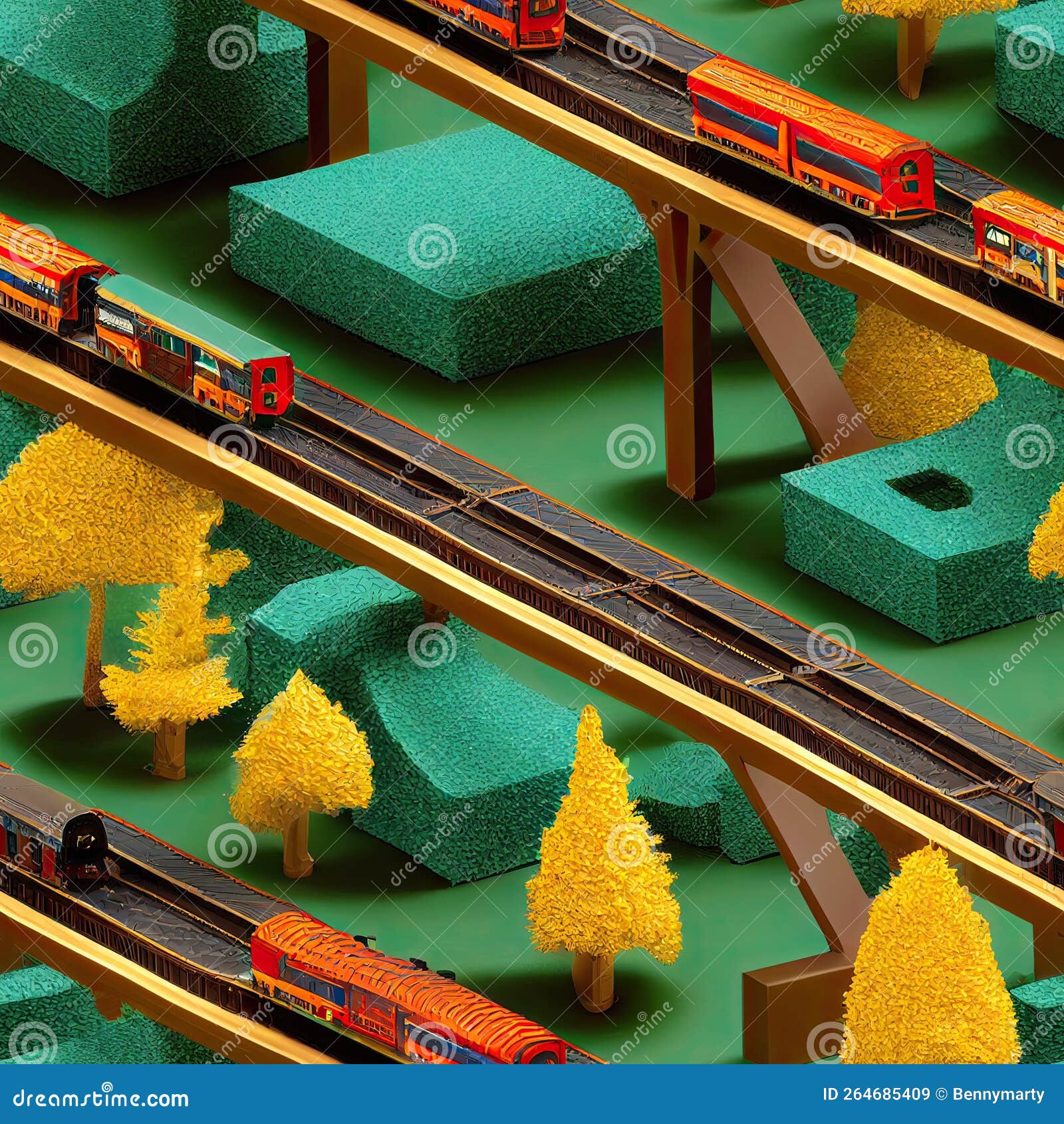 Isometric Pattern of a Toy Railway Stock Illustration - Illustration of ...