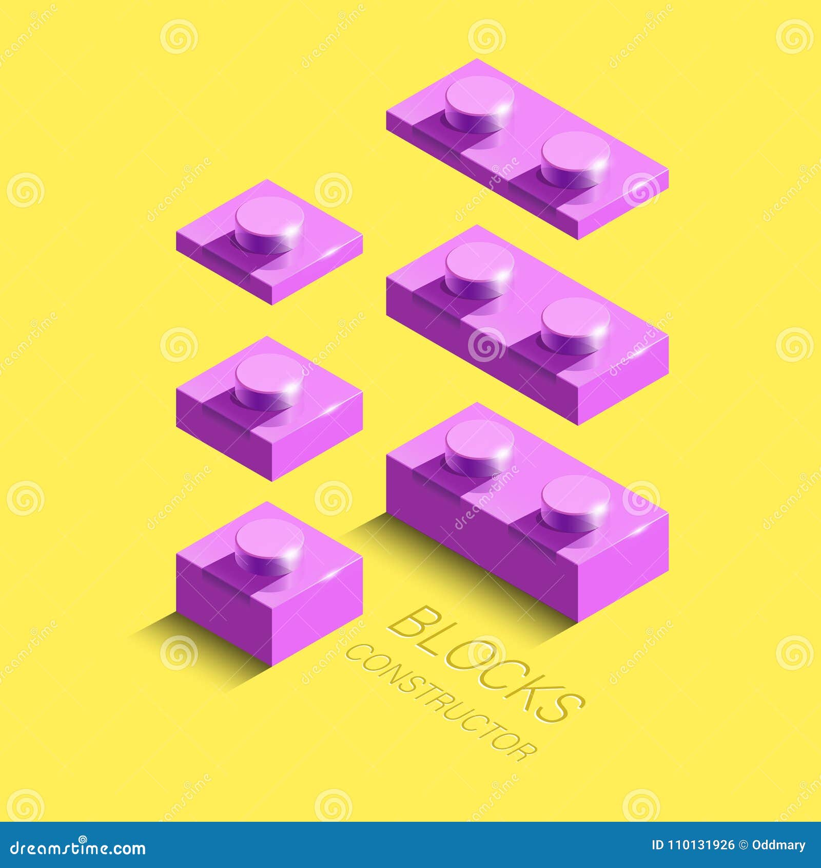 3d Isometric Pink Elements from Lego Building Bricks Stock Vector ...