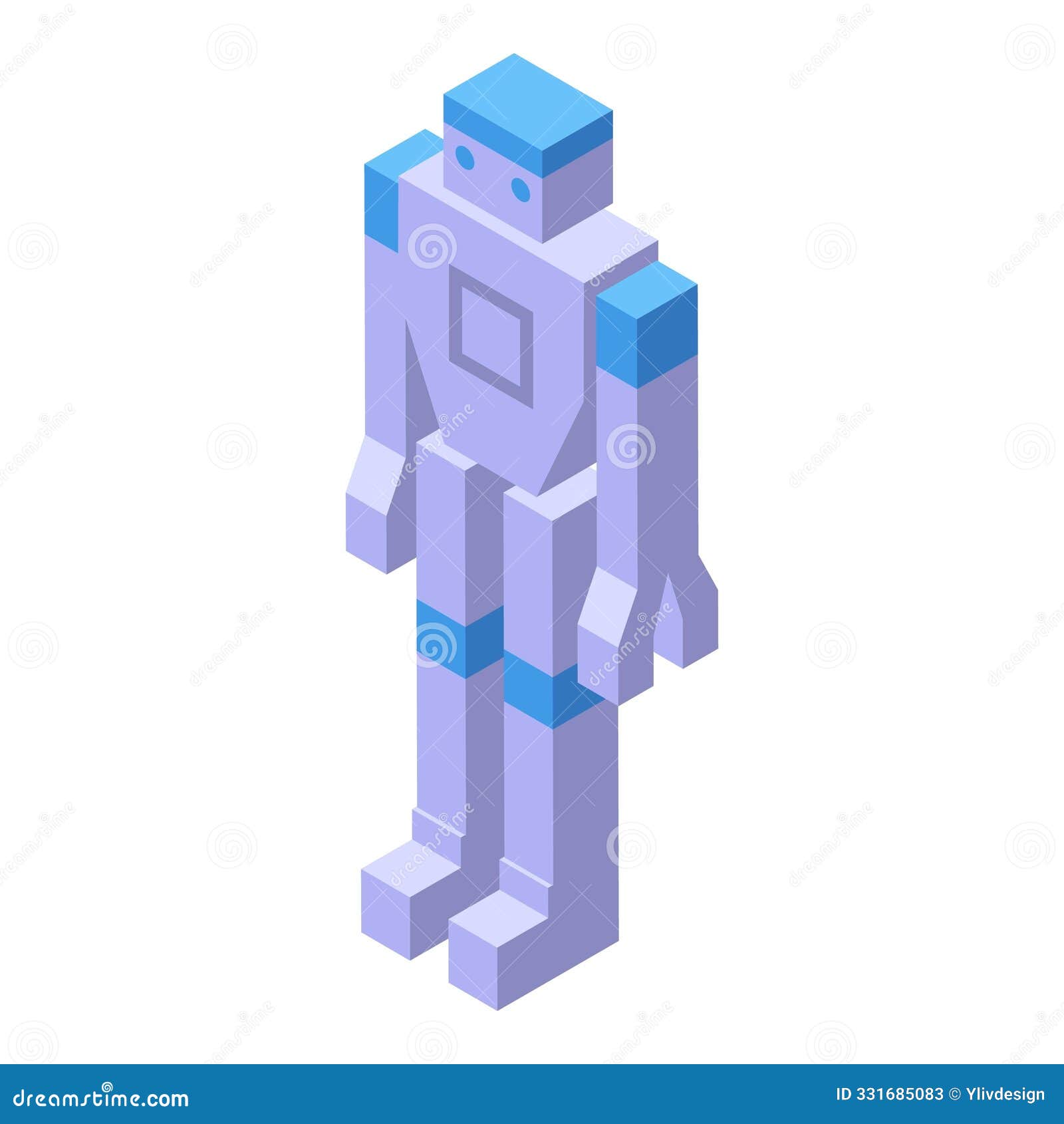 3d Isometric Pixel Art Robot Standing Still Stock Vector - Illustration ...
