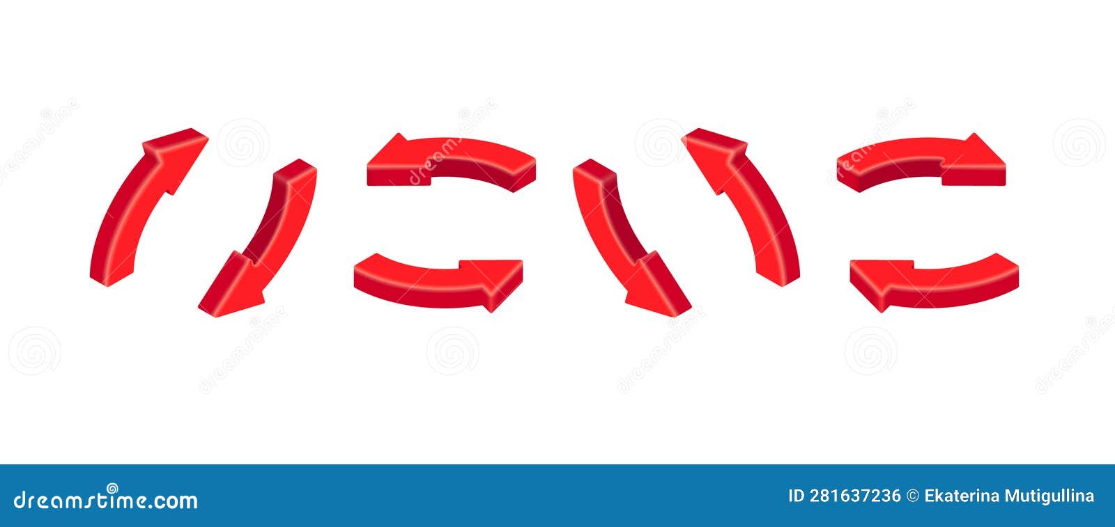 3D Isometric Red Circle Arrows Set Stock Vector - Illustration of ...