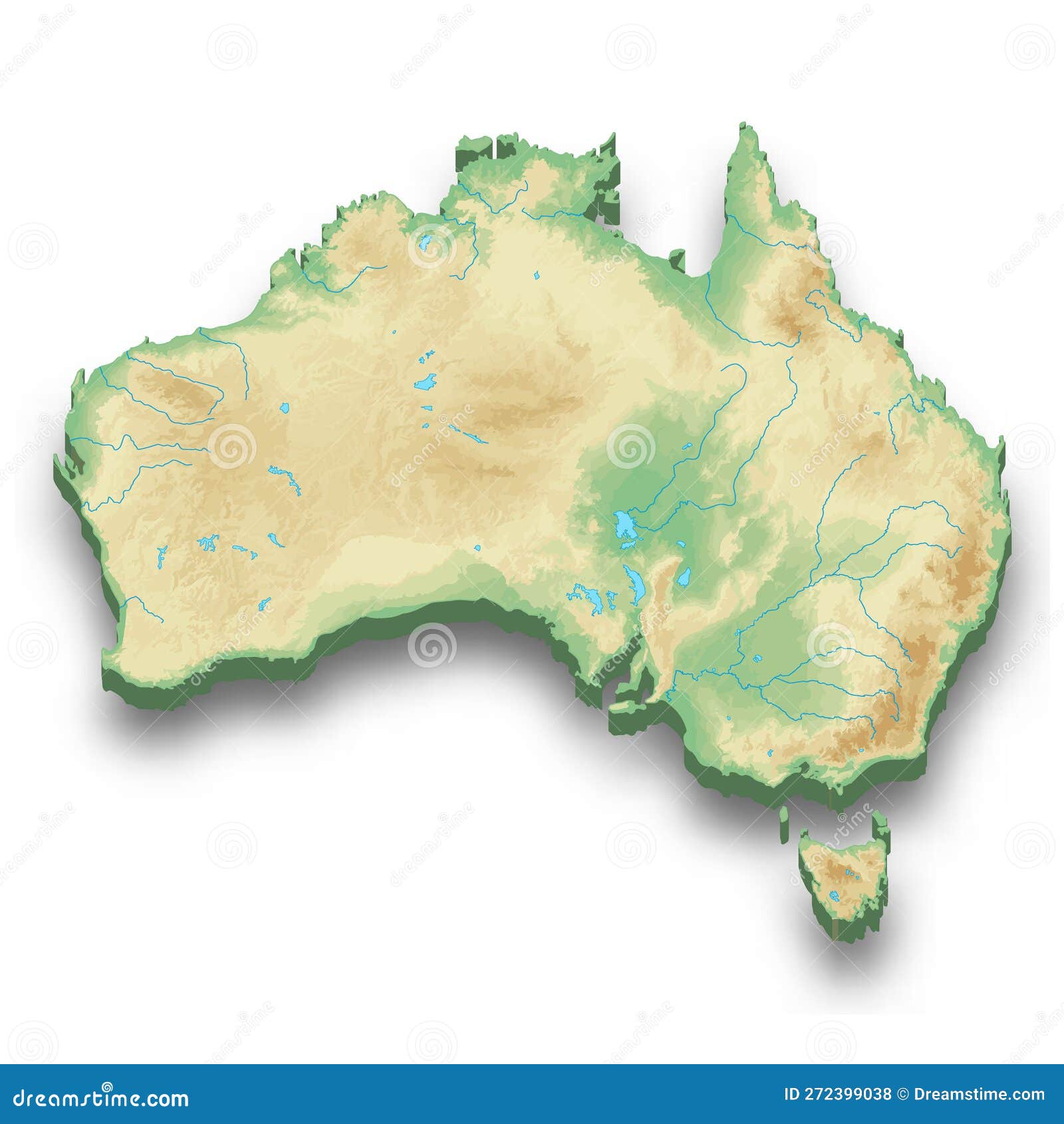 3d Isometric Relief Map of Australia Stock Vector - Illustration of ...
