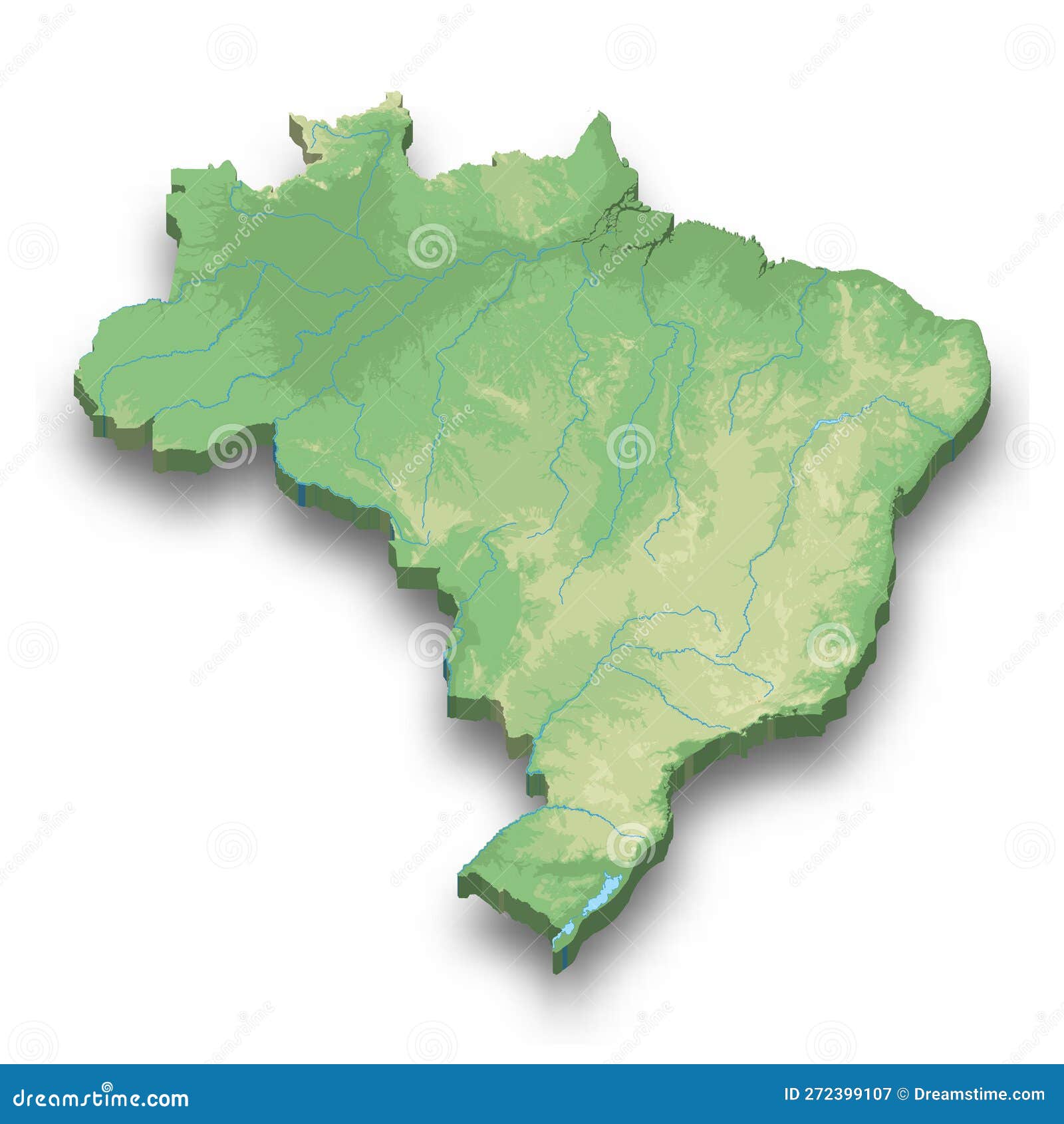 3d Isometric Relief Map of Brazil Stock Vector - Illustration of ...