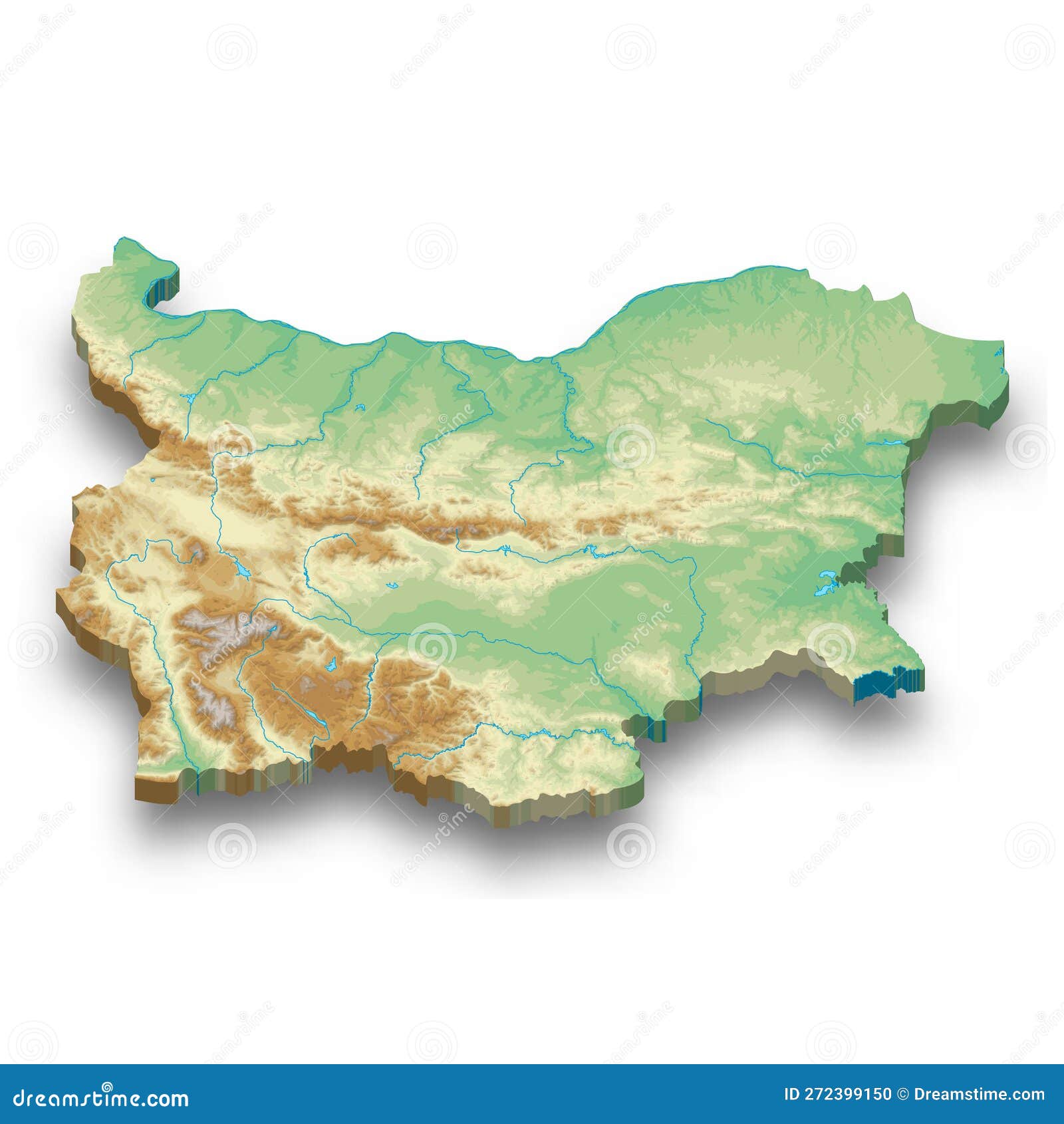 3d Isometric Relief Map of Bulgaria Stock Vector - Illustration of ...