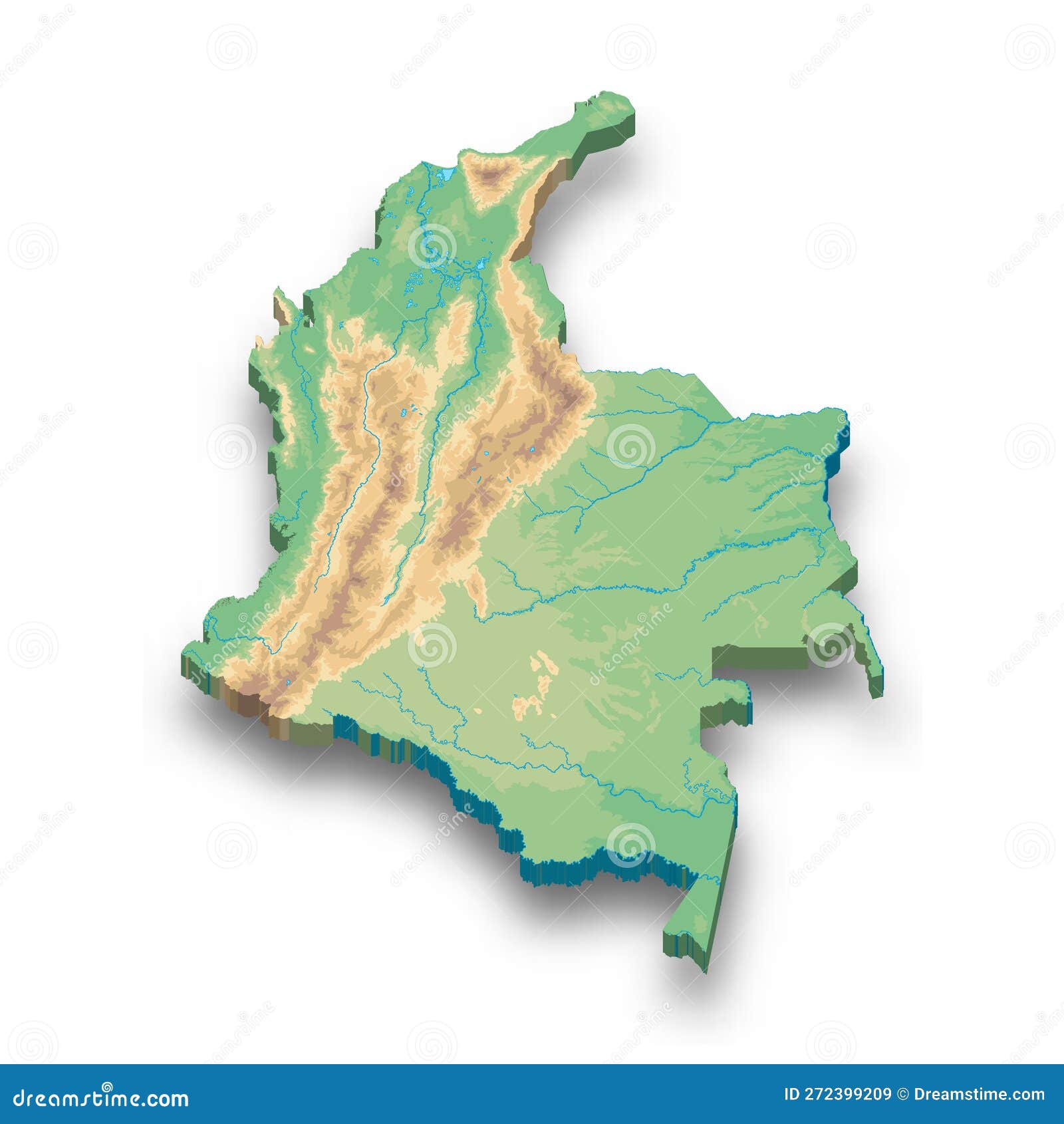 3d Isometric Relief Map of Colombia Stock Vector - Illustration of ...