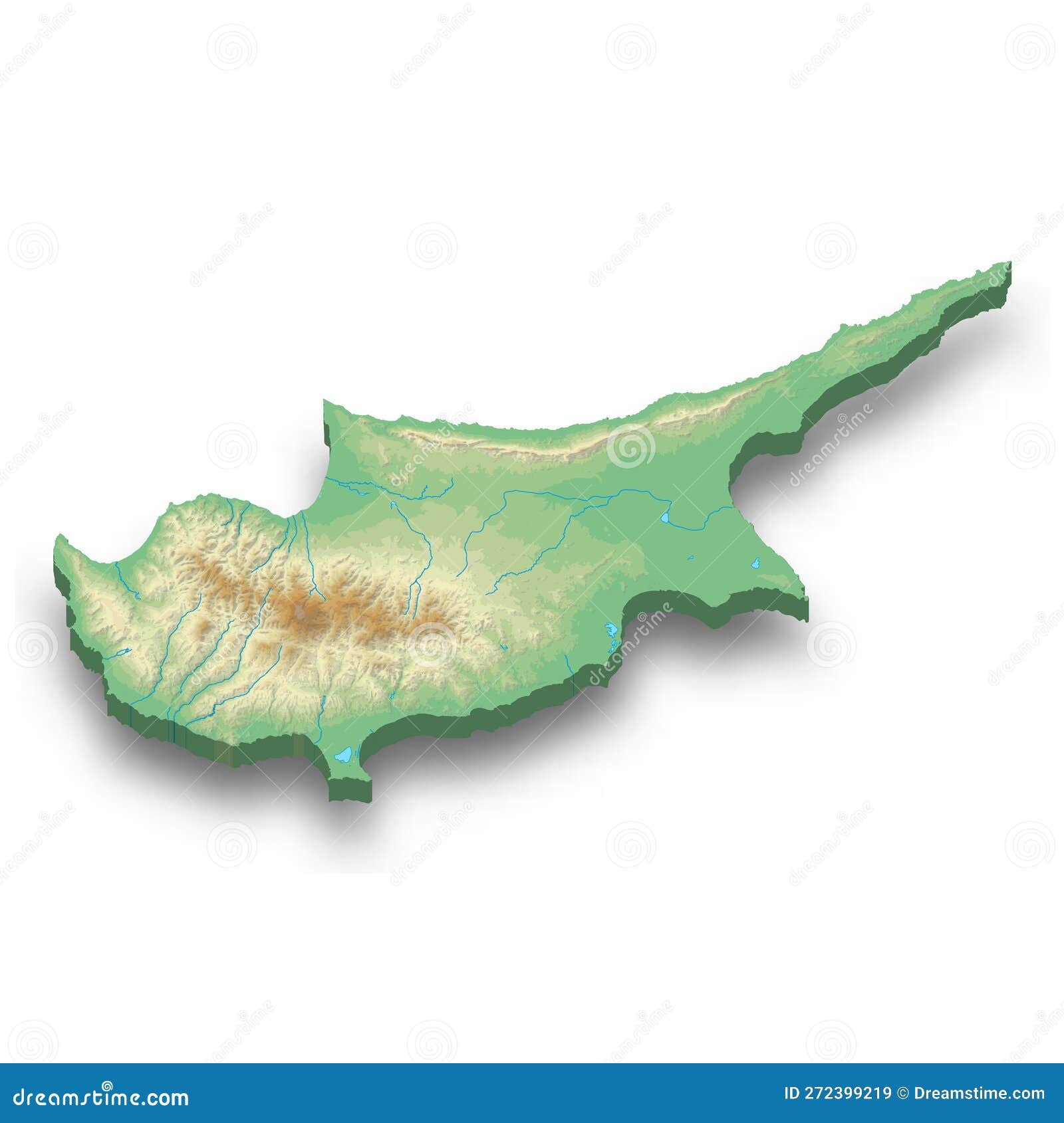 3d Isometric Relief Map of Cyprus Stock Vector - Illustration of brick ...