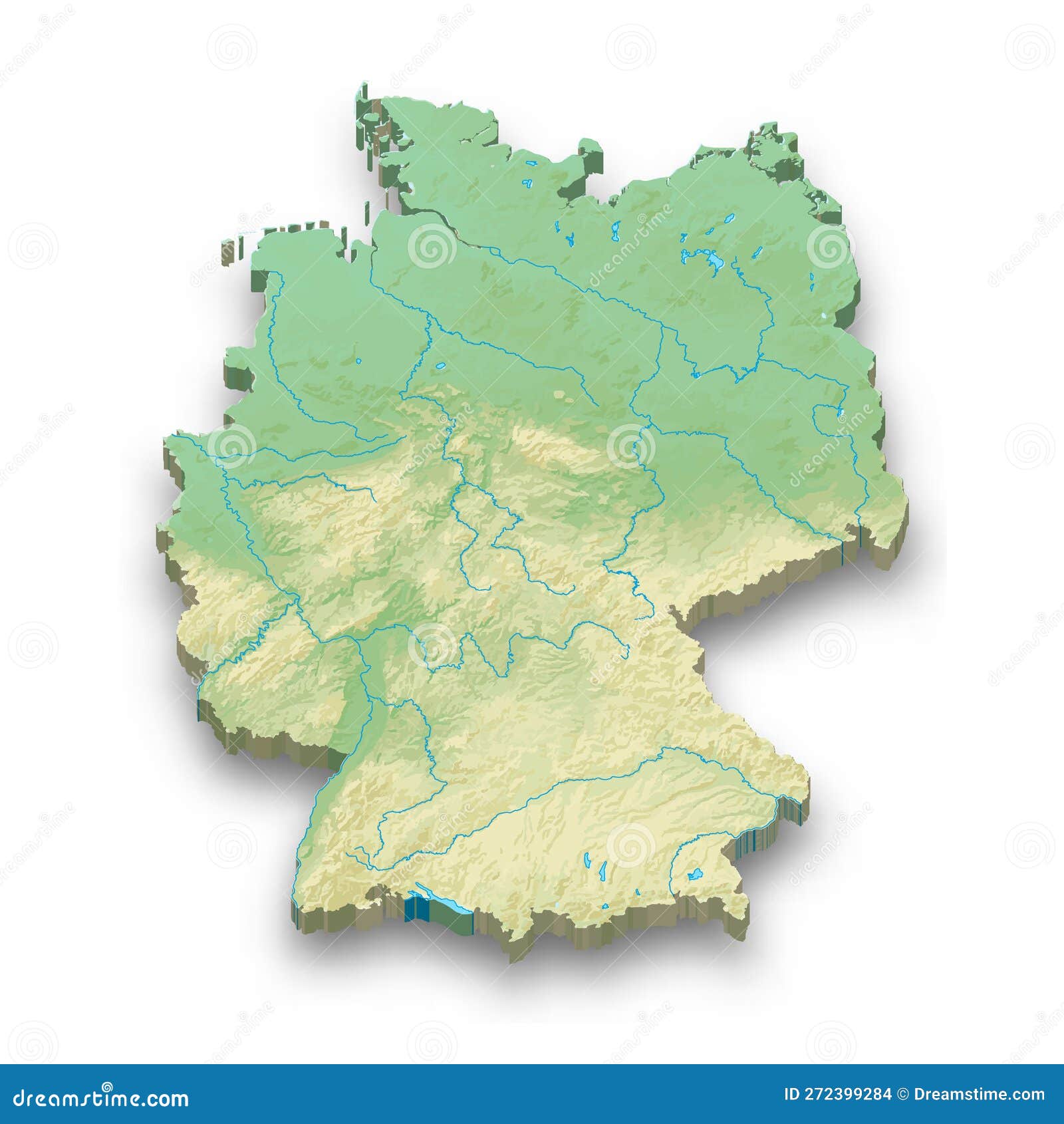 3d Isometric Relief Map of Germany Stock Vector - Illustration of earth ...